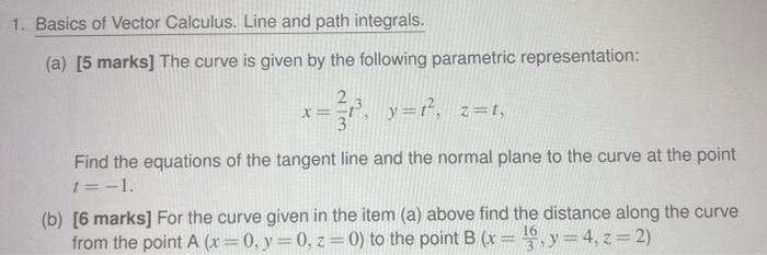 Solved 1. Basics of Vector Calculus. Line and path | Chegg.com