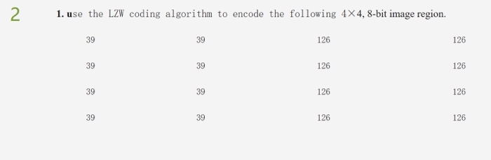 Solved 2 1. use the LZW coding algorithm to encode the | Chegg.com