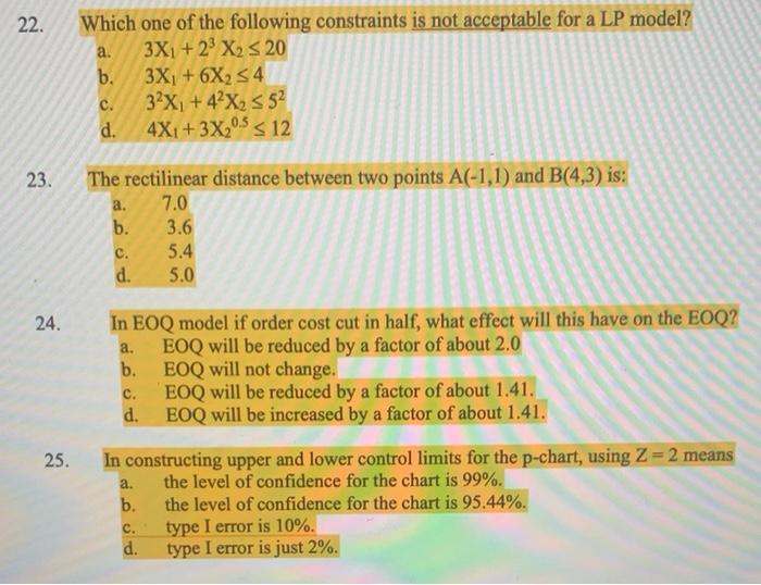 Solved 2. Which one of the following constraints is not | Chegg.com