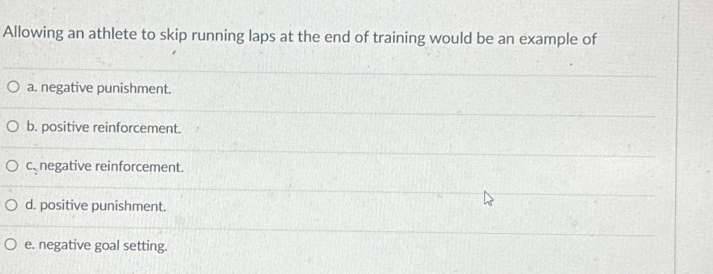Solved Allowing an athlete to skip running laps at the end | Chegg.com