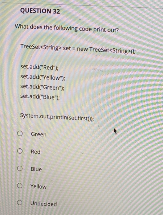 Solved What does the following code print out? Map map = new | Chegg.com