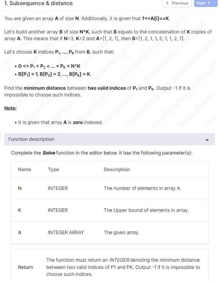 Solved 1 Subsequence And Distance You Are 