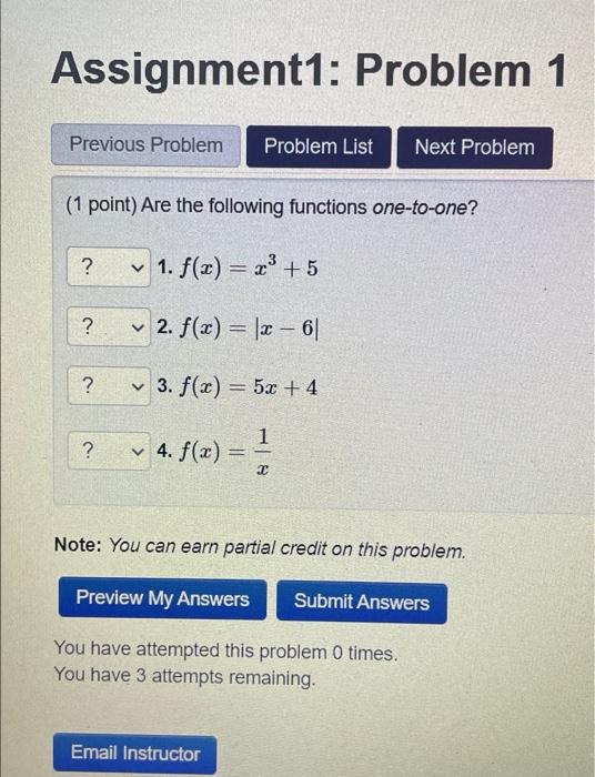 Solved Assignment1 Problem 1 Previous Problem Problem List 
