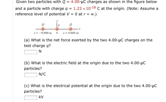 Solved Given two particles with Q = 4.00-C charges as shown | Chegg.com