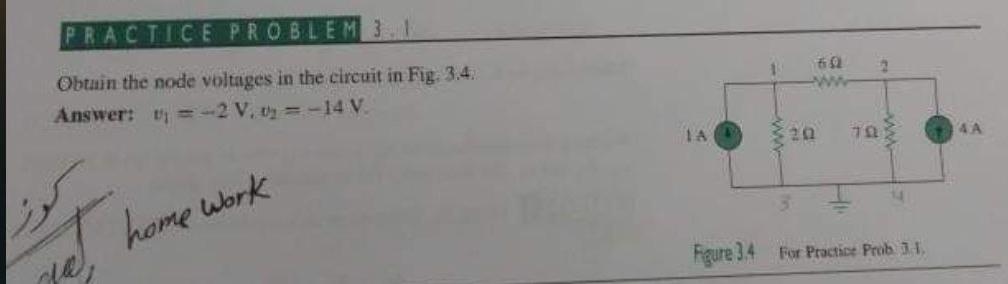Solved PRACTICE PROBLEM 3.1Obtain the node voltages in the | Chegg.com