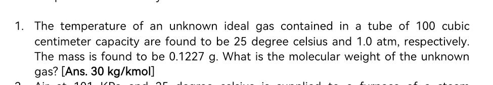 Solved The temperature of an unknown ideal gas contained in | Chegg.com