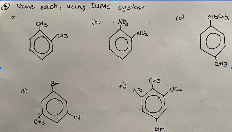 Solved Name each of the following molecules using IUPAC | Chegg.com