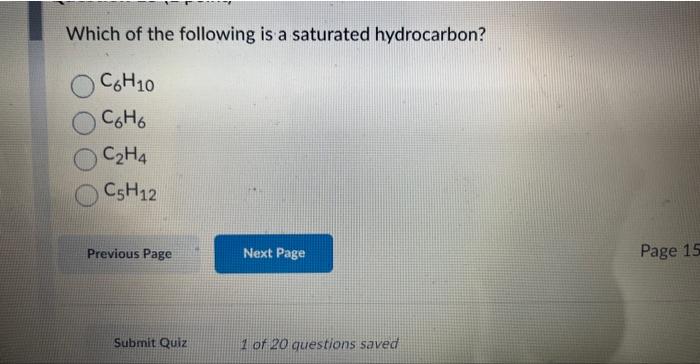 Solved Which of the following is a saturated hydrocarbon? | Chegg.com