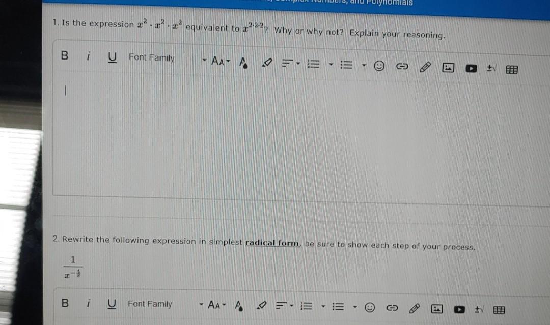 Solved nomials 1. Is the expression 2?.?.? equivalent to | Chegg.com