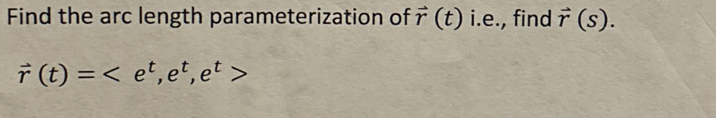 Solved Find the arc length parameterization of vec(r)(t) | Chegg.com