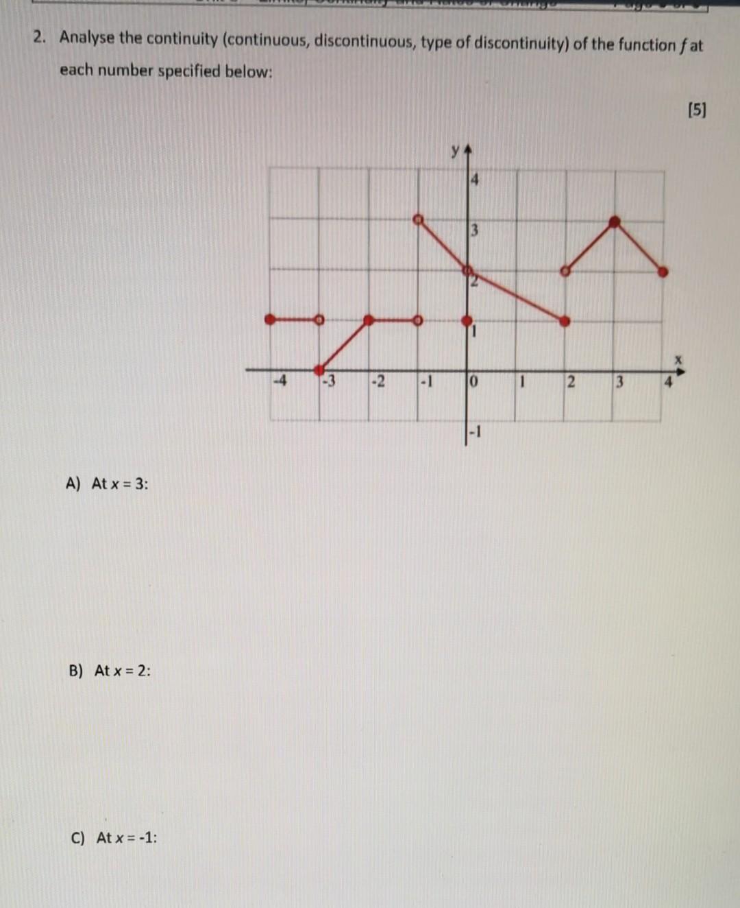 Solved 2. Analyse the continuity (continuous, discontinuous, | Chegg.com