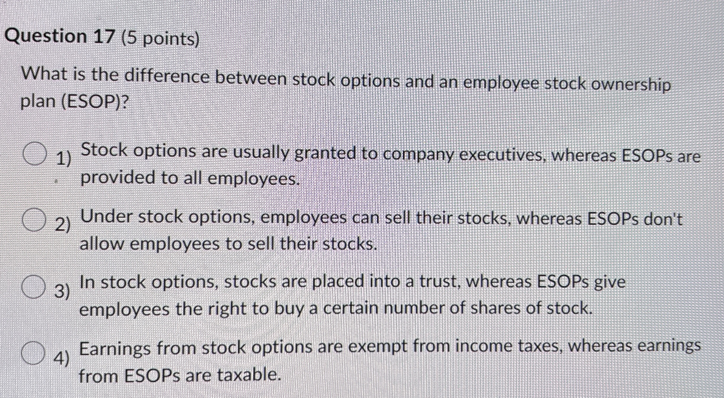 Solved Question 17 (5 ﻿points)What is the difference between | Chegg.com