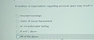 Solved A violation of expectations regarding personal space | Chegg.com