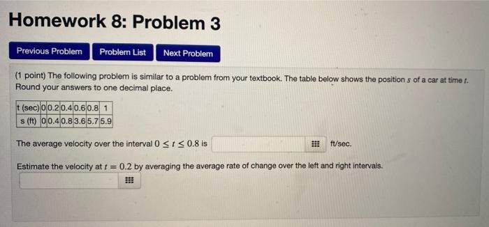 Solved Homework 8: Problem 3 Previous Problem Problem List | Chegg.com
