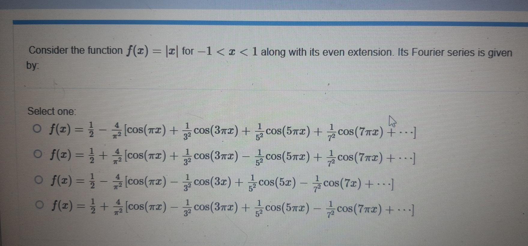 Solved Consider the function f(3) = || for –1 | Chegg.com