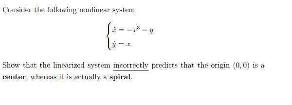Solved Consider the following nonlinear system | Chegg.com