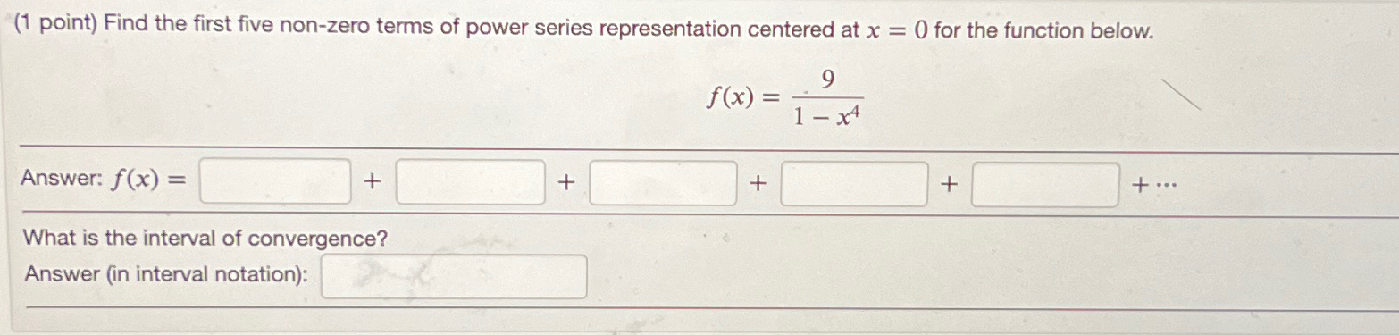 Solved (1 ﻿point) ﻿Find the first five non-zero terms of | Chegg.com
