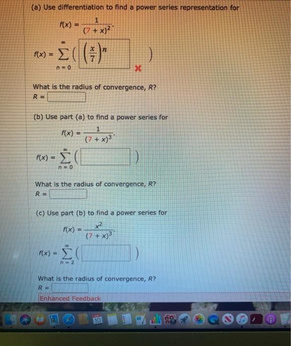 Solved (a) Use differentiation to find a power series | Chegg.com