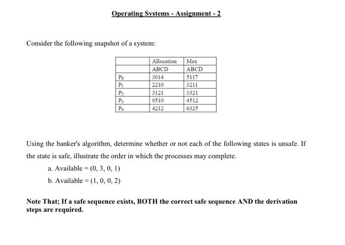 Solved Consider the following snapshot of a system: Using | Chegg.com