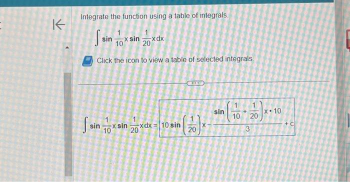 Solved integrate the function using a table of integrals | Chegg.com