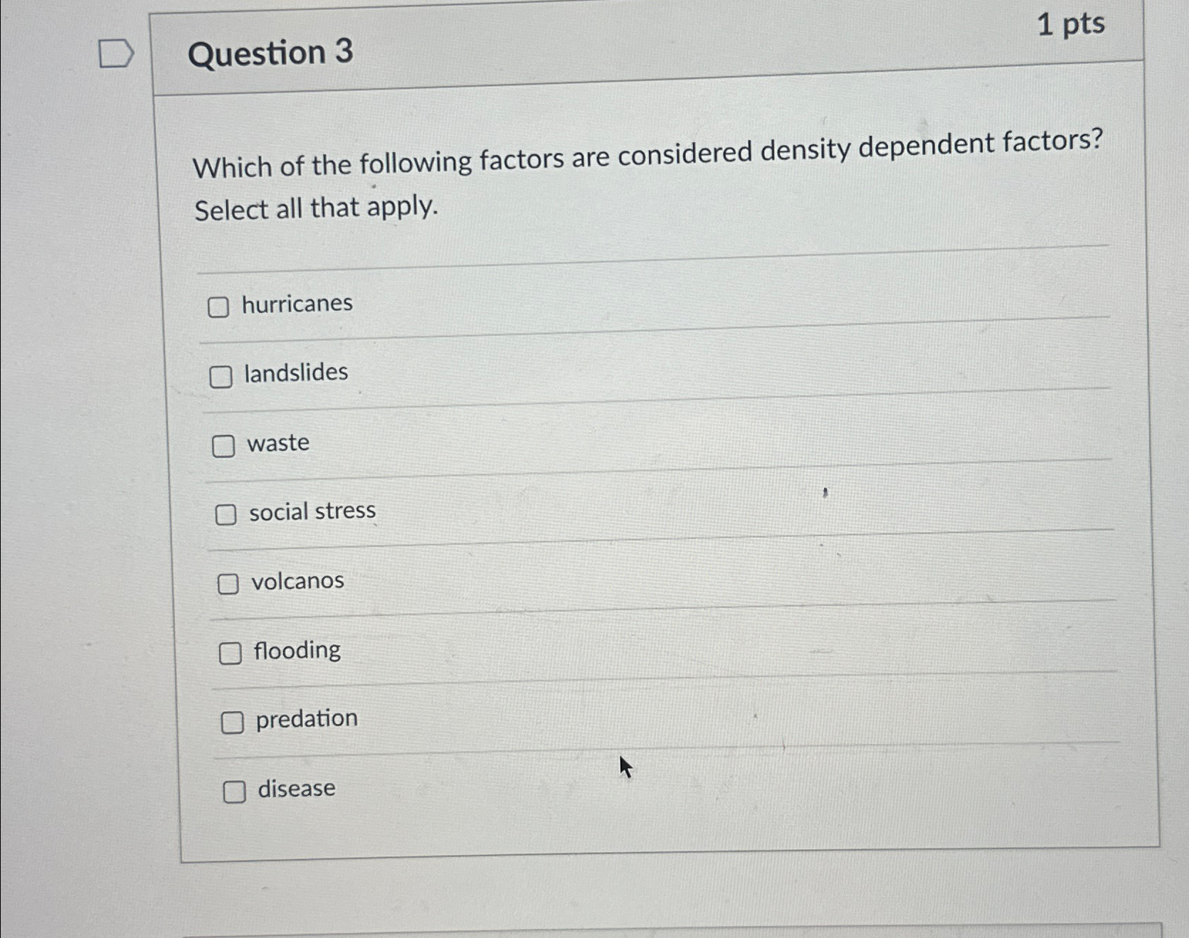 Solved Question 31ptsWhich of the following factors are | Chegg.com