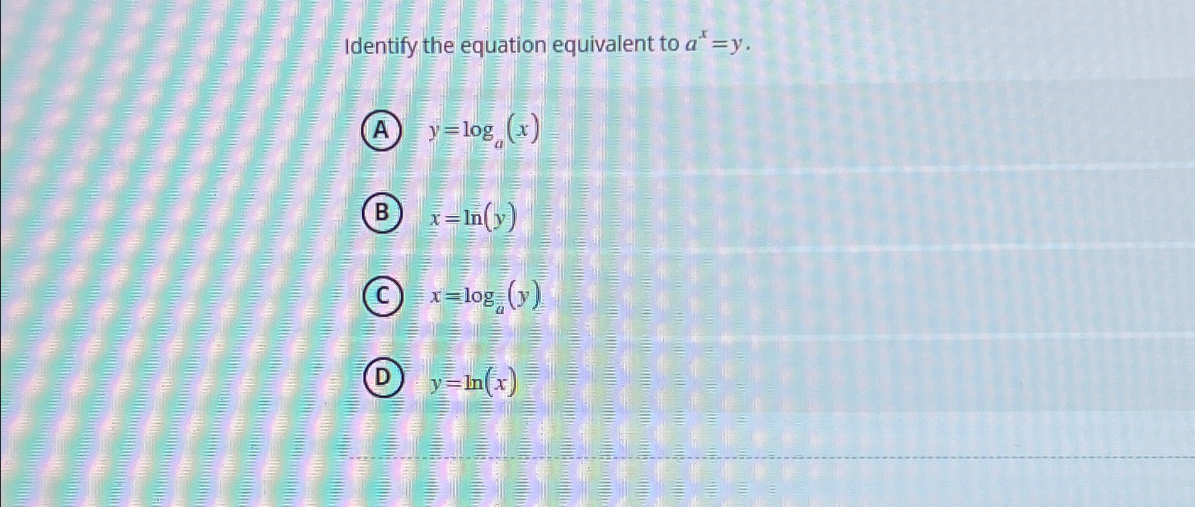 Solved Identify the equation equivalent to | Chegg.com