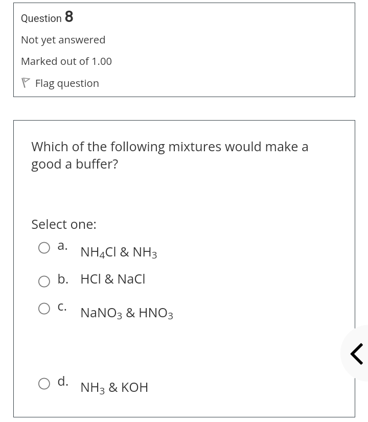 Solved Which of the following mixtures would make a good a | Chegg.com