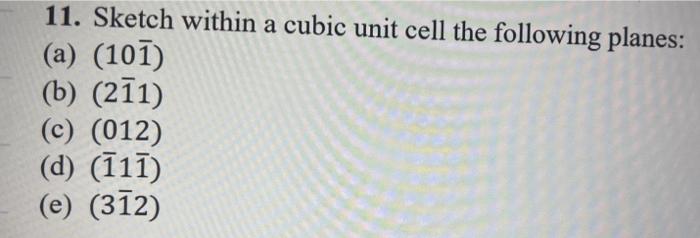 Solved 11. Sketch within a cubic unit cell the following | Chegg.com