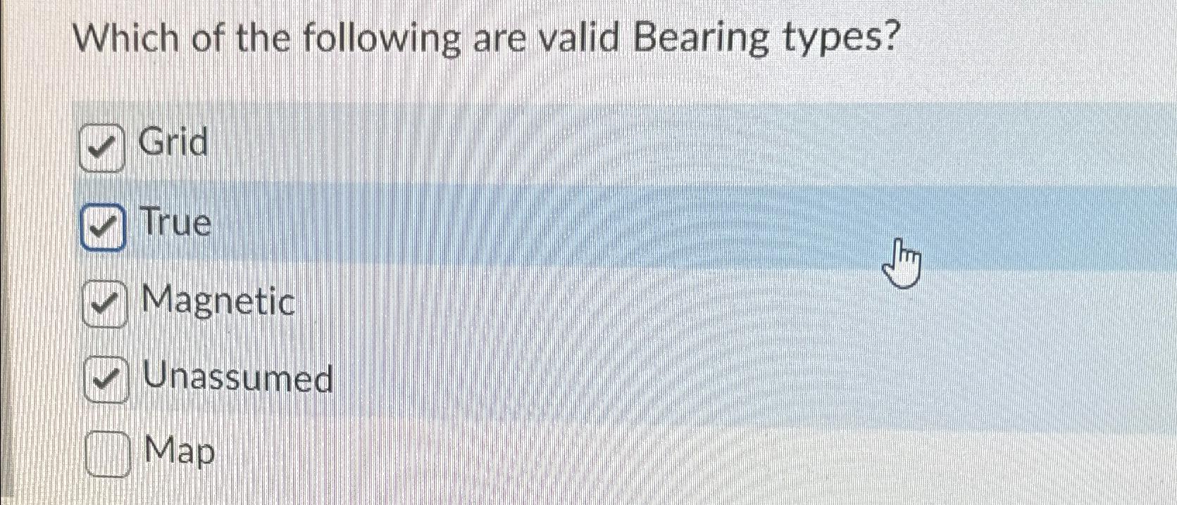 Solved Which of the following are valid Bearing | Chegg.com