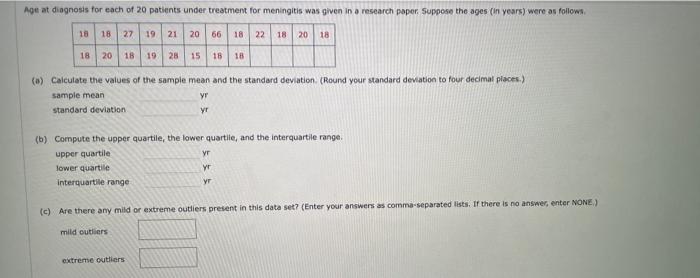 Solved Age at diagnosis for each of 20 patients under | Chegg.com