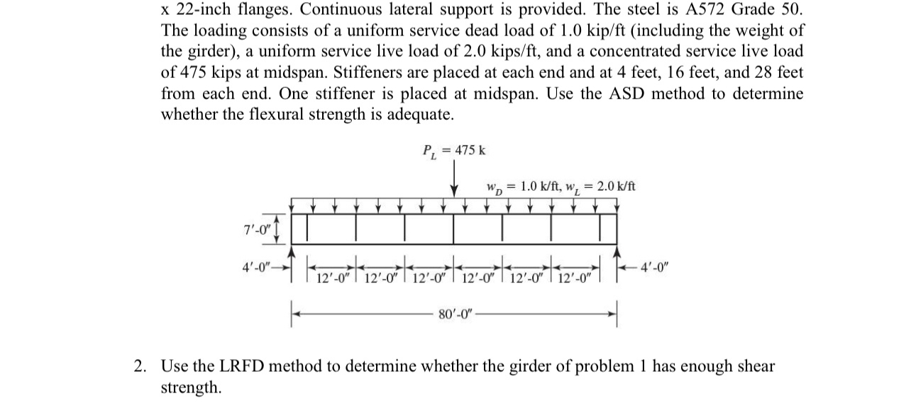 x 22-inch flanges. Continuous lateral support is | Chegg.com