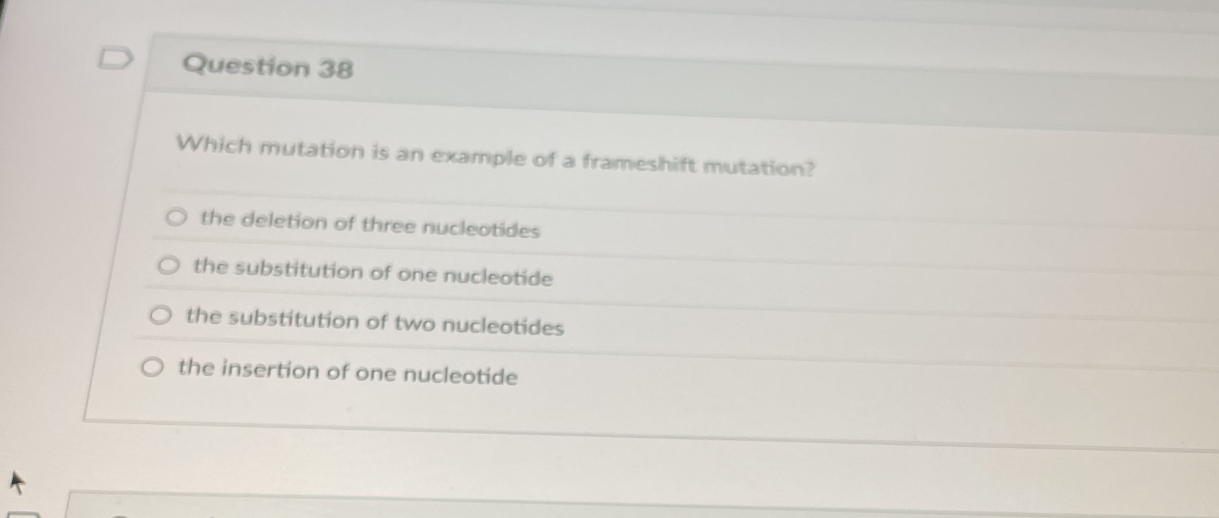 High Quality SOLUTION Question 38Which mutation is an example of a | Chegg.com