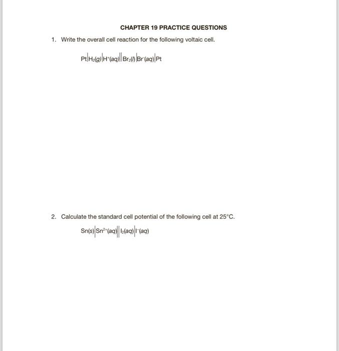 Solved CHAPTER 19 PRACTICE QUESTIONS 1. Write the overall | Chegg.com