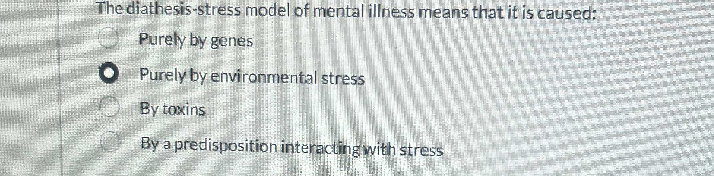 Solved The diathesis-stress model of mental illness means | Chegg.com
