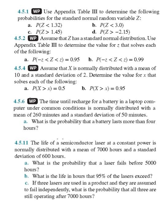 Solved 4.5.1 WP Use Appendix Table III to determine the | Chegg.com