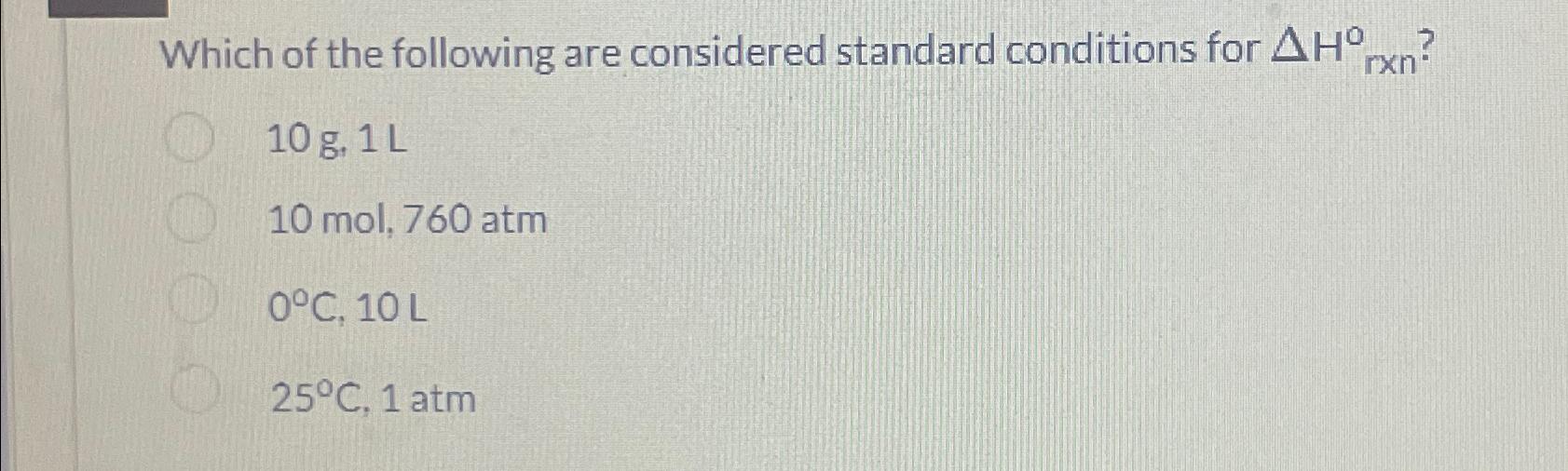 Solved Which of the following are considered standard | Chegg.com