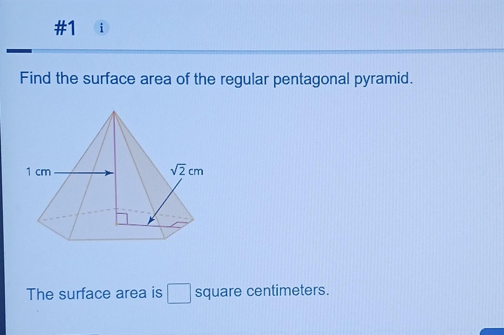 Solved Find the surface area of the regular pentagonal | Chegg.com