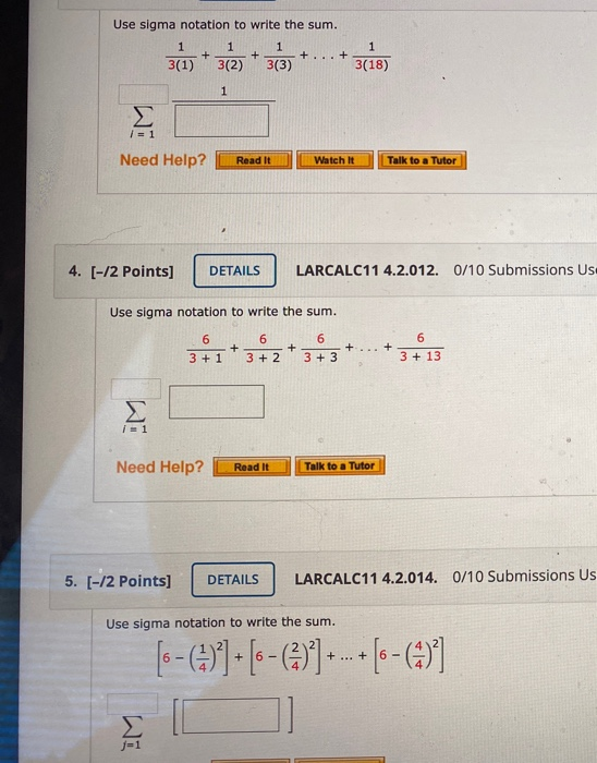 Solved Use sigma notation to write the sum. 1 1 1 + + + 3(1) | Chegg.com