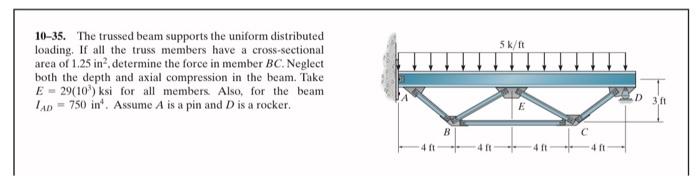 Solved 10-35. The trussed beam supports the uniform | Chegg.com