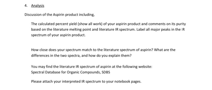 Record the % yield, m.p., and spectral data results | Chegg.com
