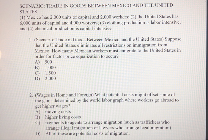 Solved SCENARIO: TRADE IN GOODS BETWEEN MEXICO AND THE | Chegg.com