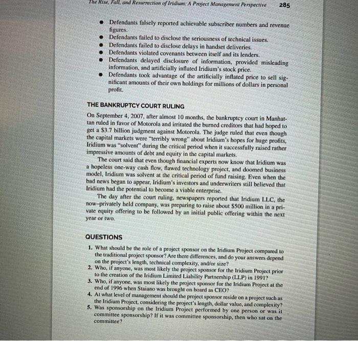 Solved The Rise, Fall, and Resurrection of Iridium: A | Chegg.com