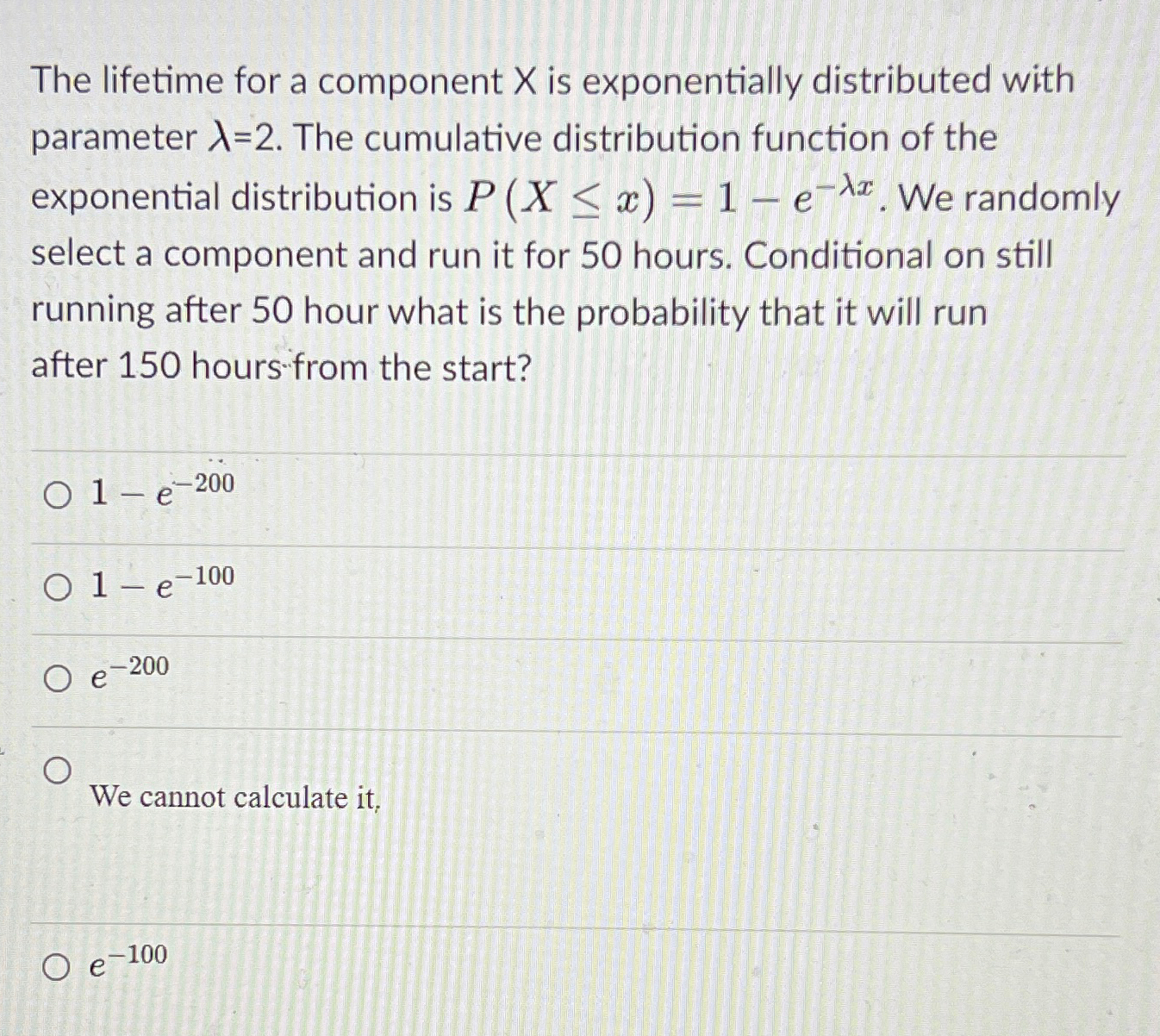 Solved The lifetime for a component x ﻿is exponentially | Chegg.com