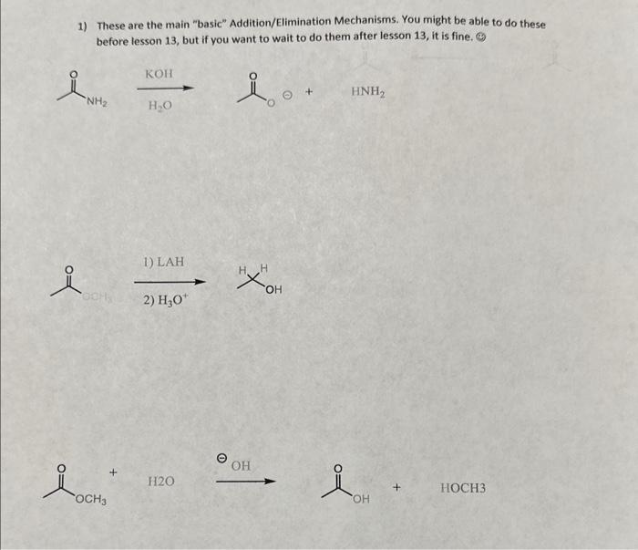 Solved 1) These are the main "basic" Addition/Elimination | Chegg.com