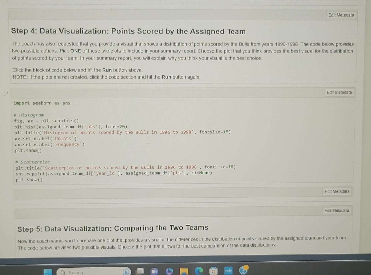 Solved Edit Metadata Project One: Data Visualization, | Chegg.com