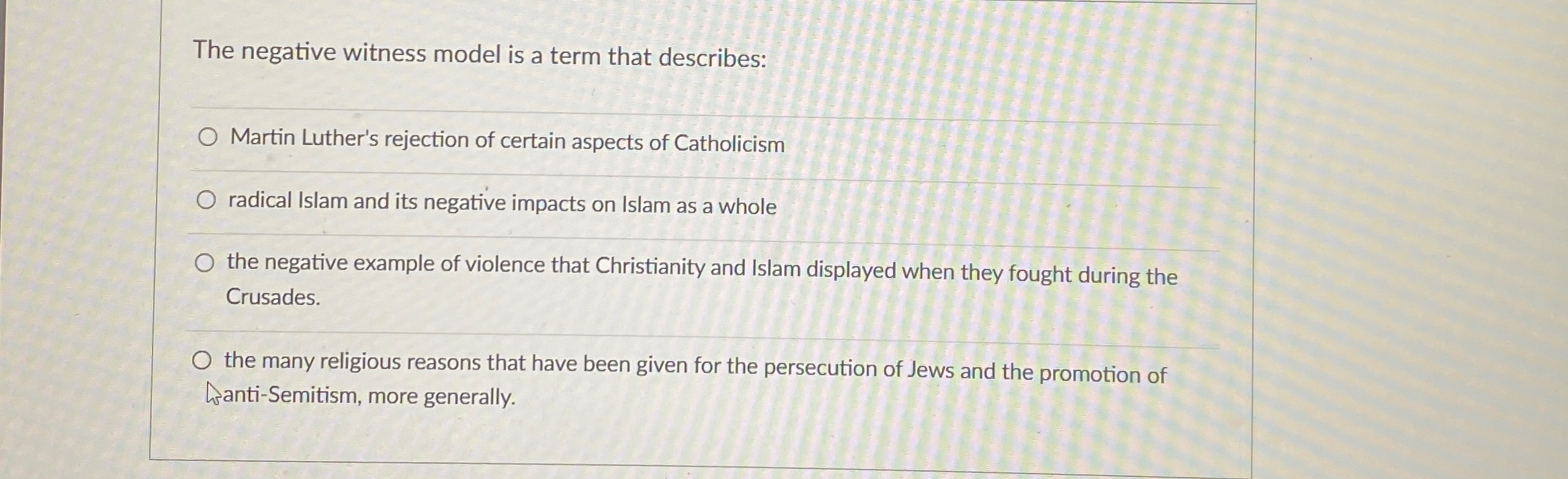 Solved The negative witness model is a term that | Chegg.com