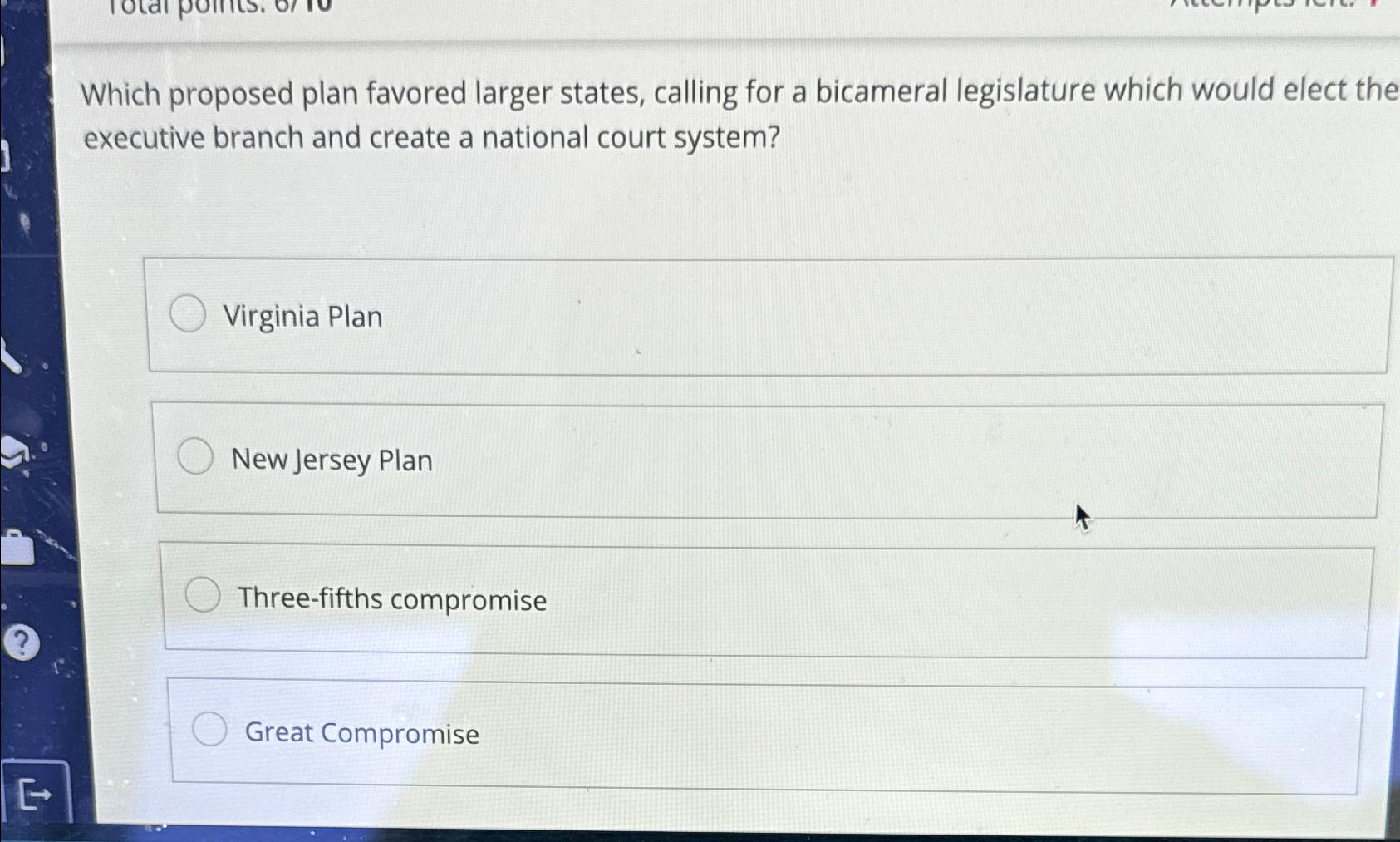 Solved Which proposed plan favored larger states, calling | Chegg.com