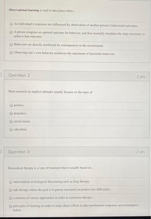 Solved Observational learning is said to take place when.. | Chegg.com