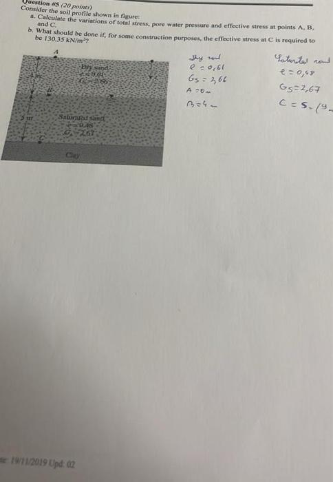 Solved Question #5 (20 points) Consider the soil profile | Chegg.com Solved Question #5 (20 points) Consider the soil profile | Chegg.com