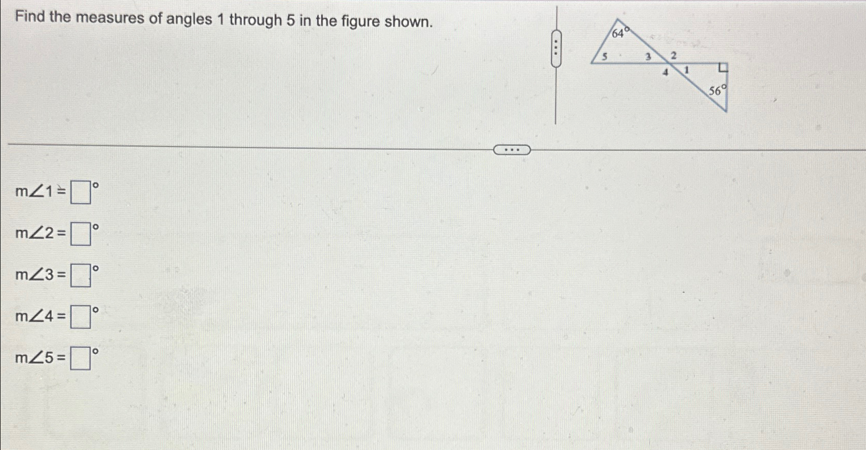 Solved Find the measures of angles 1 ﻿through 5 ﻿in the | Chegg.com